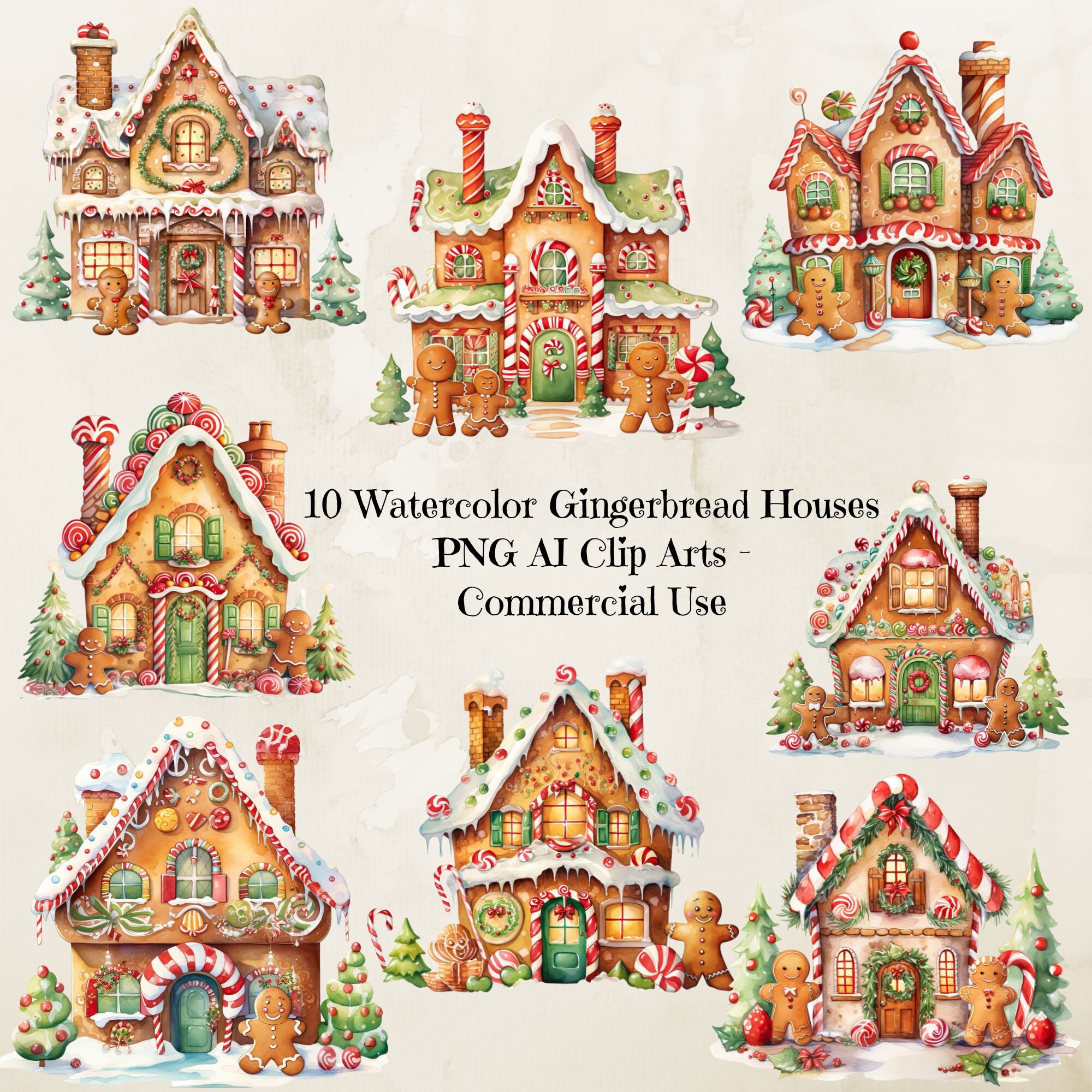 Watercolor Gingerbread House Clipart, Christmas Clipart, Gingerbread ...