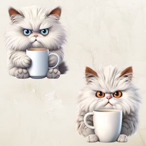 Grumpy Coffee Cat Clipart, Grumpy Cat Clipart, Printable, Cat Clipart ...