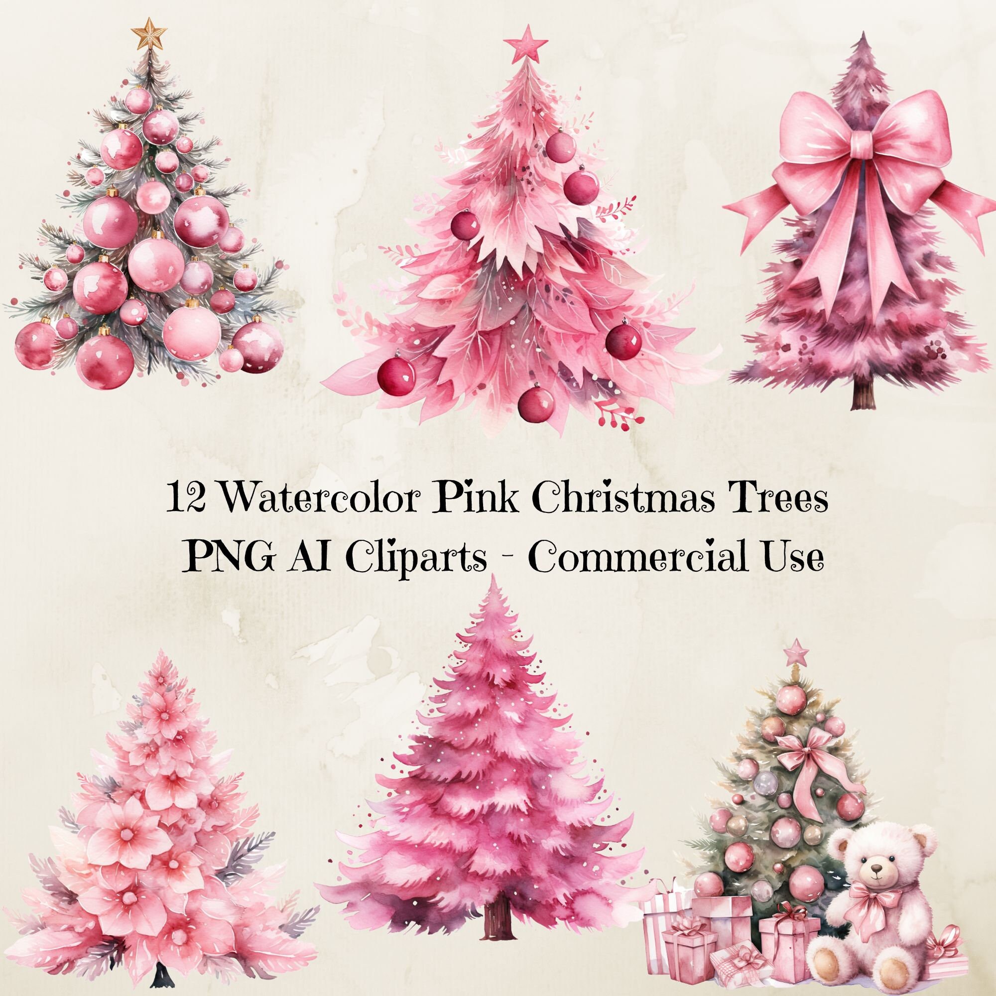 Pink Christmas Tree Png Clipart, Xmas Clipart, Cute Christmas Clipart ...