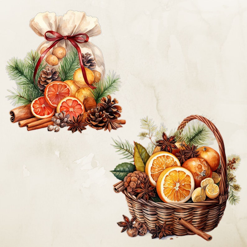 Christmas Potpourri Clipart, Watercolor Christmas Potpourri, Card ...