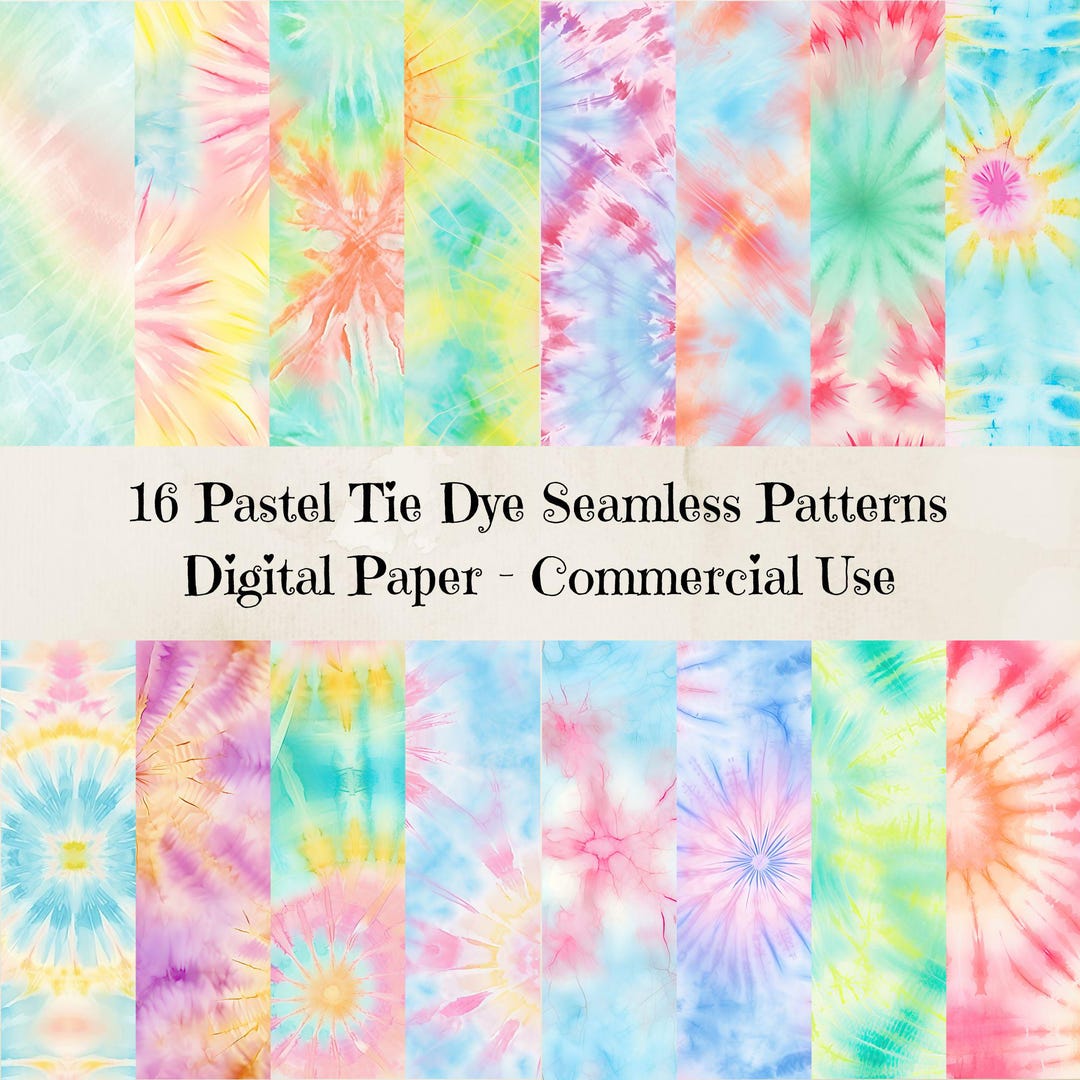 Pastel Tie Dye Digital Paper, Pastel Rainbow Tie Dye Digital Paper, Tie ...