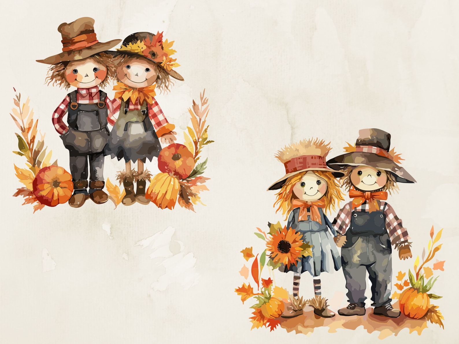 Watercolor Scarecrow Clipart Bundle Scarecrow Clipart Autumn - Etsy
