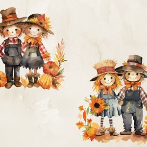 Watercolor Scarecrow Clipart Bundle Scarecrow Clipart Autumn - Etsy