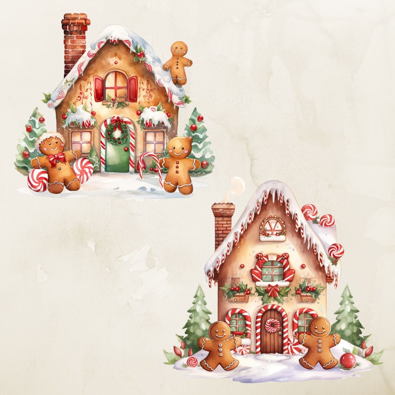 Watercolor Gingerbread House Clipart, Christmas Clipart, Gingerbread ...