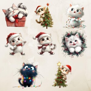 Quirky Christmas Cat Clipart, Funny Holiday Cats, Whimsical Cat ...