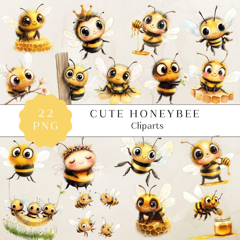 Honeybee PNG Clipart, Cute Bee Illustrations, Watercolor Bumblebee ...