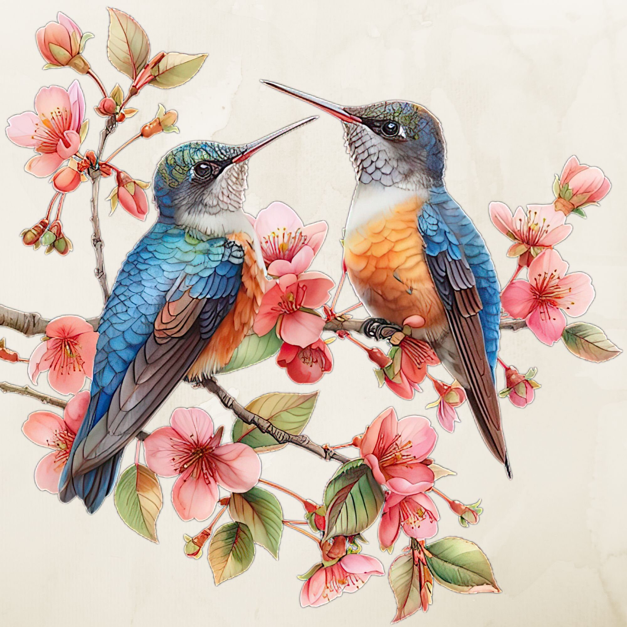 Birds and Cherry Blossoms Clipart, Birds and Blossoms Junk Journal Set ...