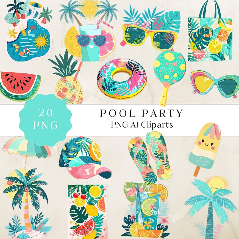 Pool Party Png Clipart, Summer Party Clip Art, Tropical Pool ...