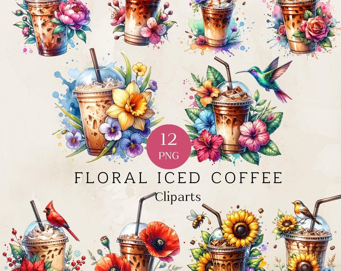 Eiskaffee Png, Kaffee Clipart Bundle, Blumen Kaffee Bundle ...