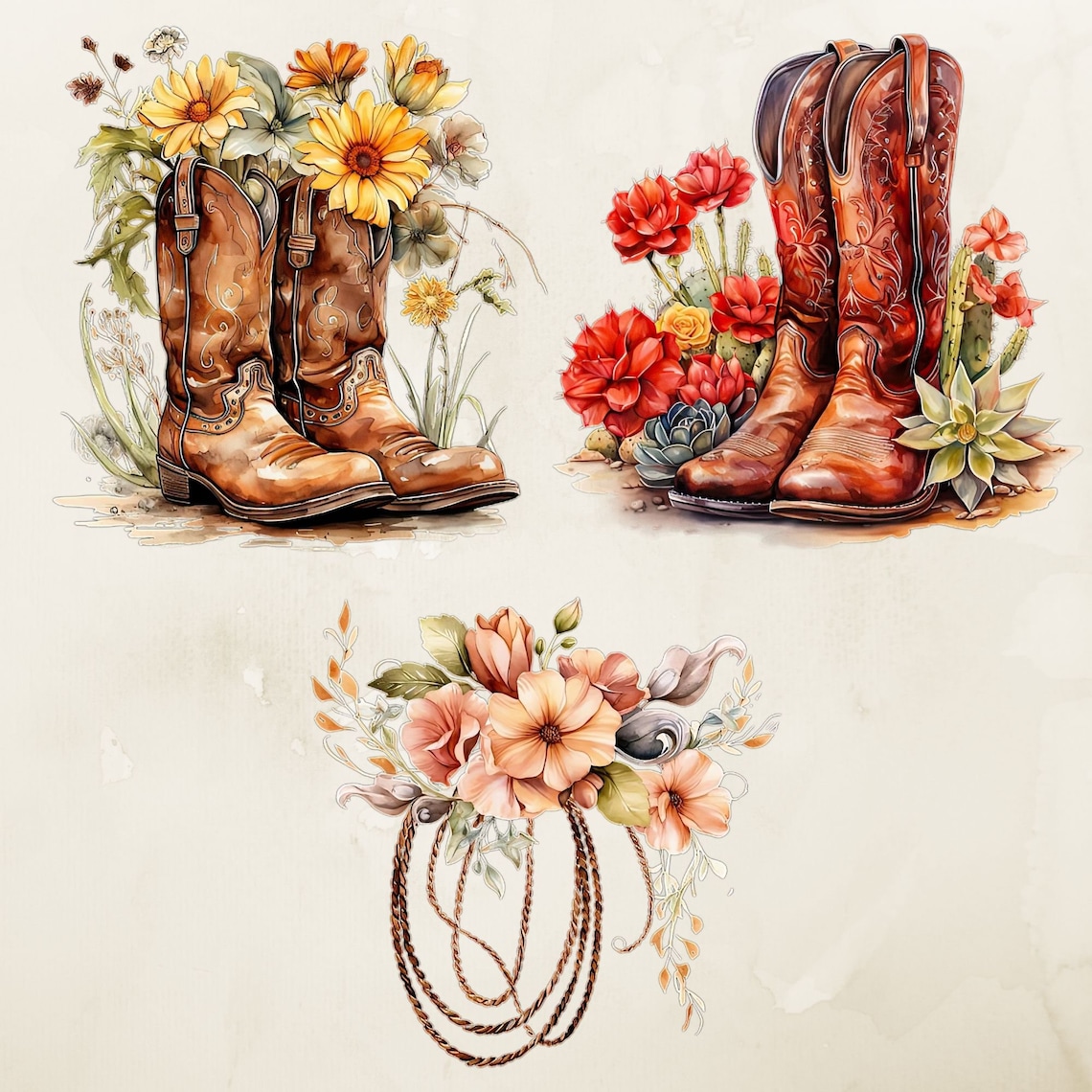 Watercolor Cowgirl Clipart, Western Clipart, Cowboy Clipart, Digital ...