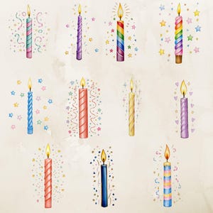 Birthday Candles Clipart, Birthday Clipart Bundle, Digital Candle Art ...