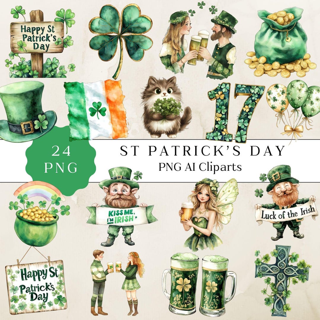 St Patricks Day Watercolor Clipart, Cute St Patricks Day Graphics ...