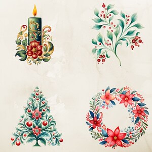 Folk Art Christmas Png Clipart, Scandinavian Christmas Clipart, Festive ...
