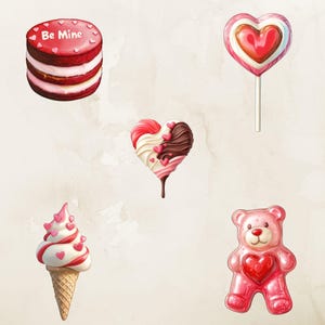 Watercolor Valentine Treats Clipart, Dessert PNG Images (digital ...