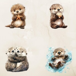 Cute Otter Watercolor Clipart, Cute Baby Otter Graphics, Sea Otter ...