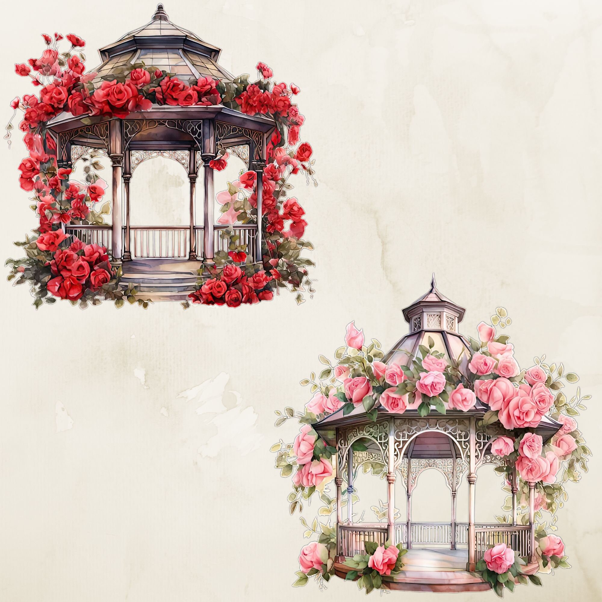 Watercolor Floral Gazebos Clipart, Watercolor Gazebo Clipart, Cute ...