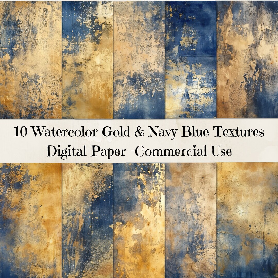Gold and Navy Texture Clipart, Navy Blue Digital Papers With Gold Foil ...