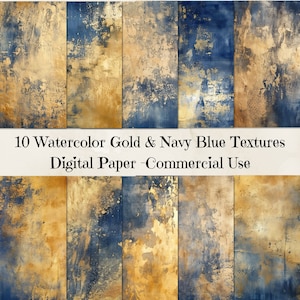Gold and Navy Texture Clipart, Navy Blue Digital Papers With Gold Foil ...