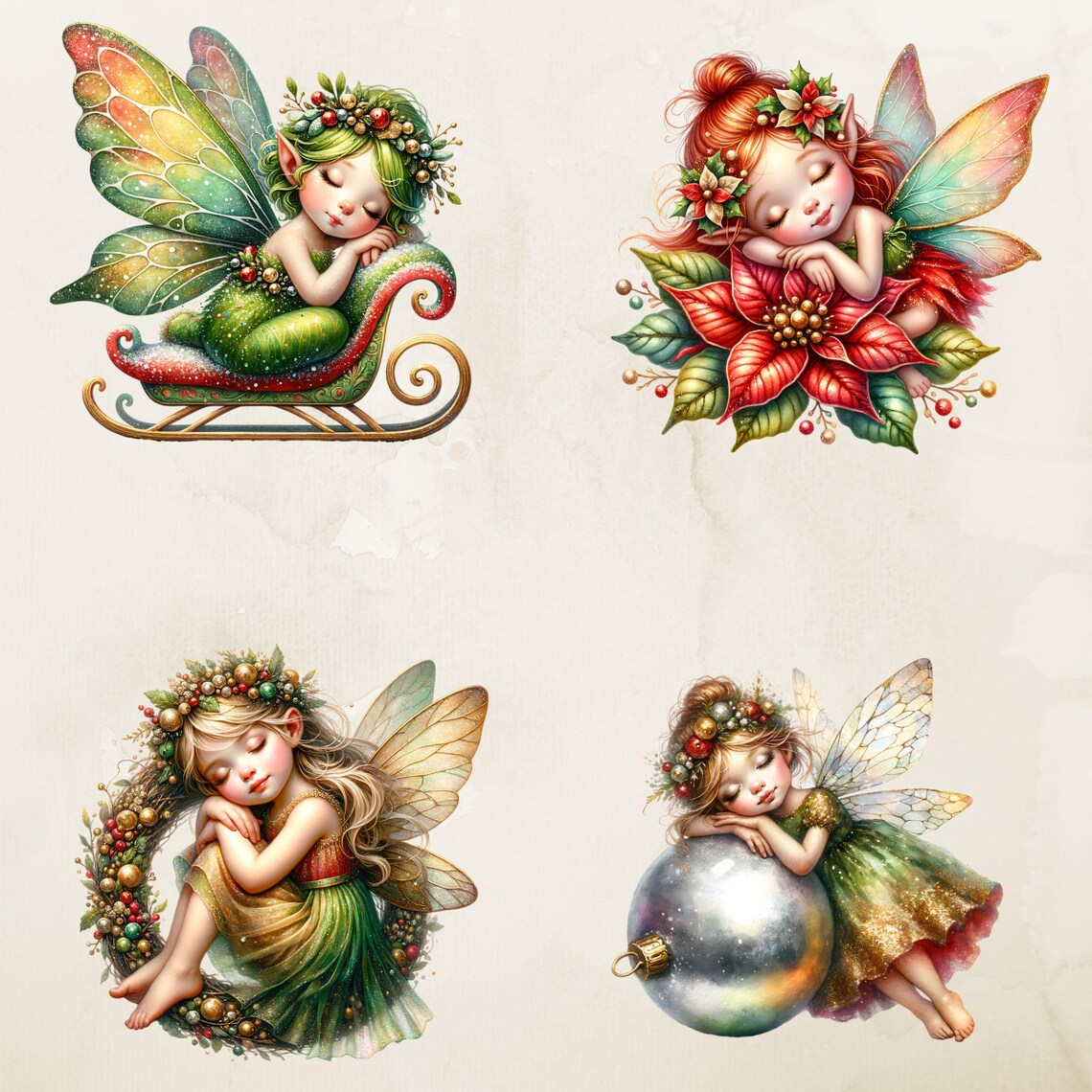 Christmas Fairy Clipart Bundle, Cute Christmas Fairy Clipart, 12 High ...