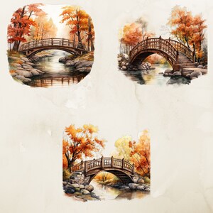 Autumn Bridge Clipart, Watercolor Fall Bridge Clipart, Fall Png, Fall ...