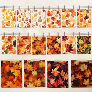 Watercolor Autumn Leaves Digital Paper Pack, Fall Leaves, Fall Pattern ...