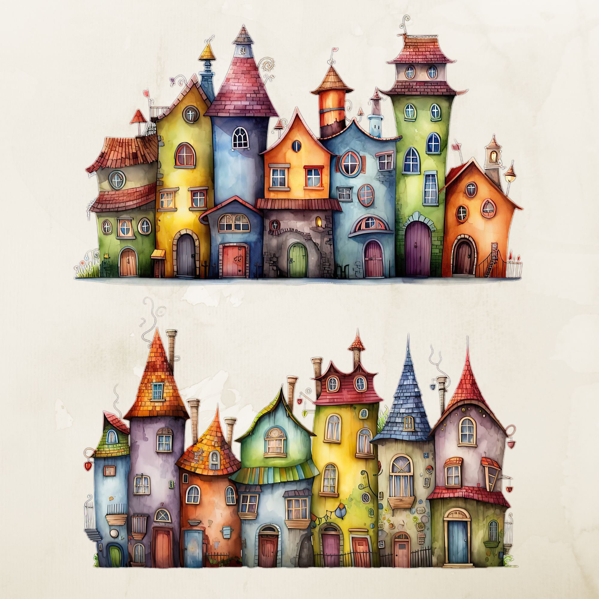 Quirky Whimsical House Clipart, Mixed Media Quirky House Png Clip Art ...