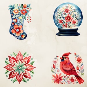 Folk Art Christmas Png Clipart, Scandinavian Christmas Clipart, Festive ...