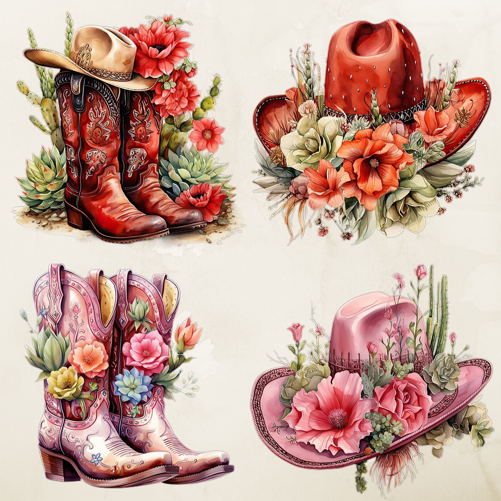 Watercolor Cowgirl Clipart, Western Clipart, Cowboy Clipart, Digital ...
