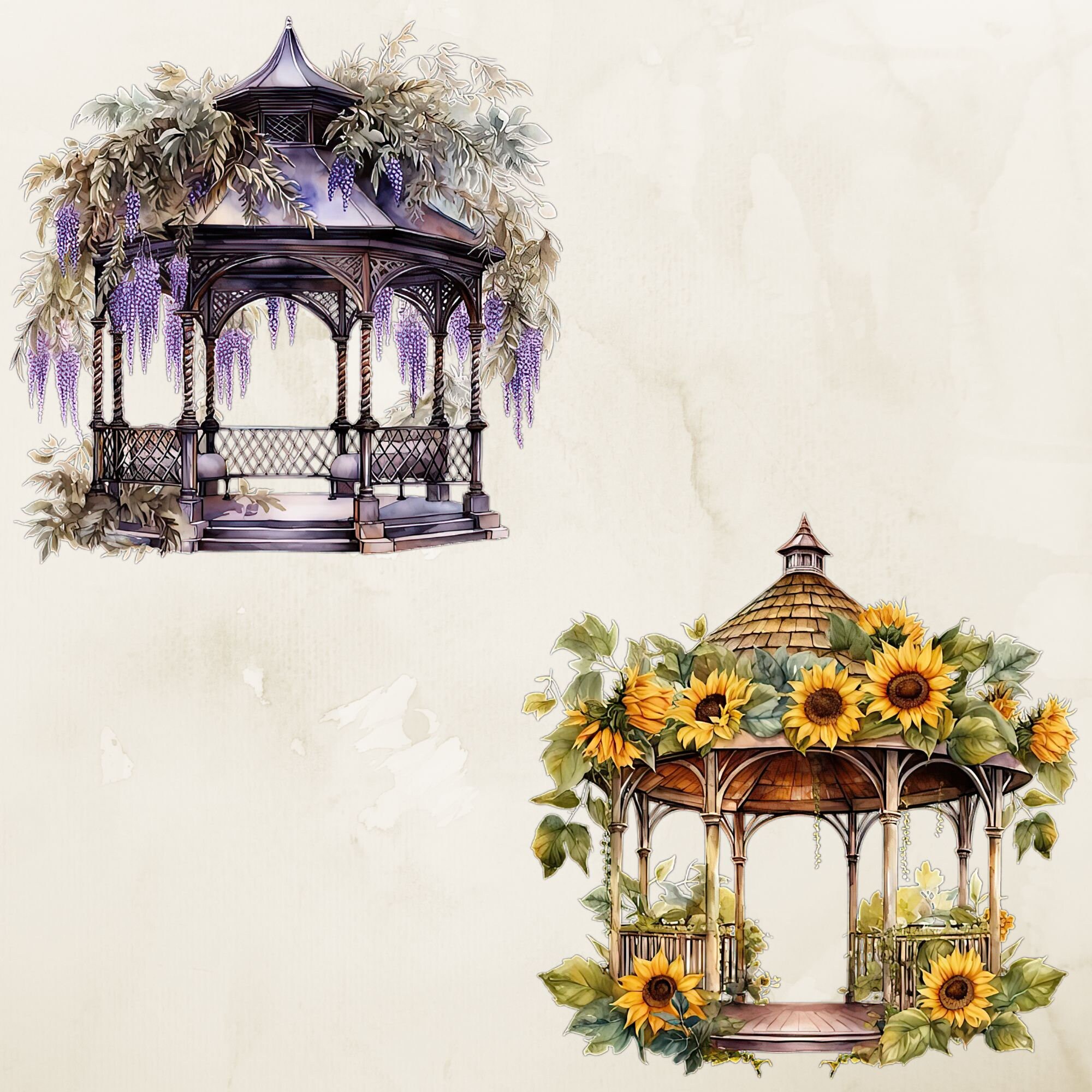 Watercolor Floral Gazebos Clipart, Watercolor Gazebo Clipart, Cute ...