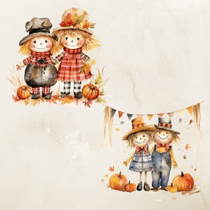 Watercolor Scarecrow Clipart Bundle, Scarecrow Clipart, Autumn Clipart ...