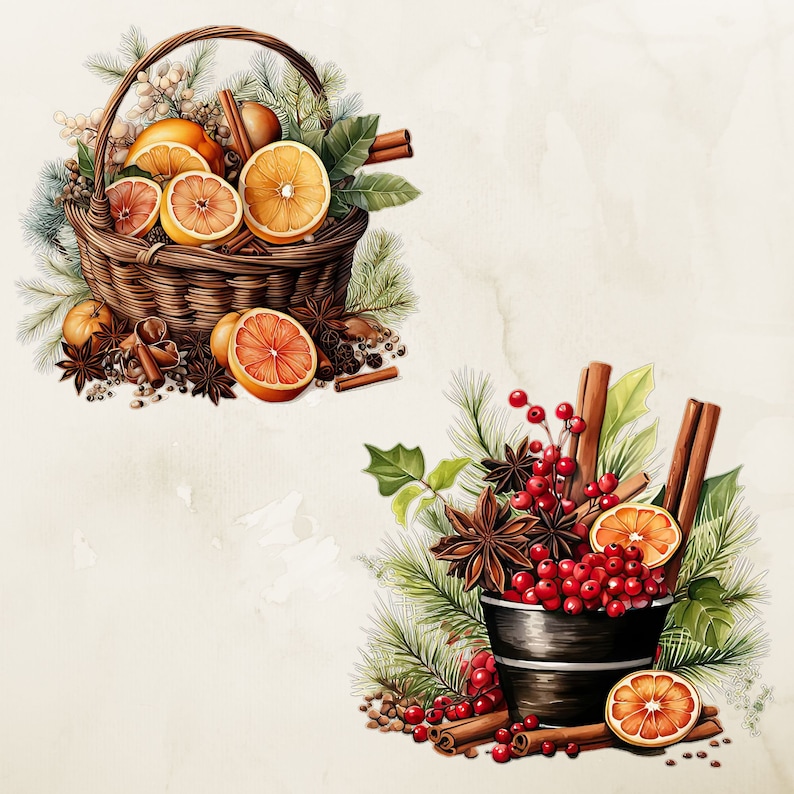 Christmas Potpourri Clipart, Watercolor Christmas Potpourri, Card ...