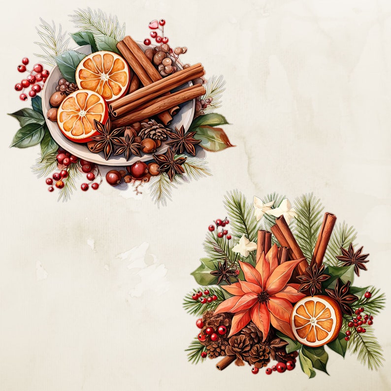 Christmas Potpourri Clipart, Watercolor Christmas Potpourri, Card ...