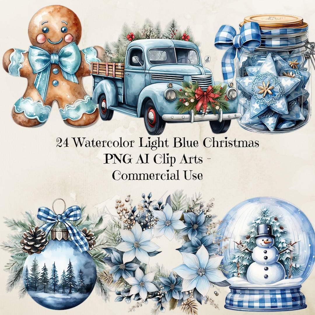 Light Blue Christmas Clipart, Blue Winter Christmas Png Clipart ...