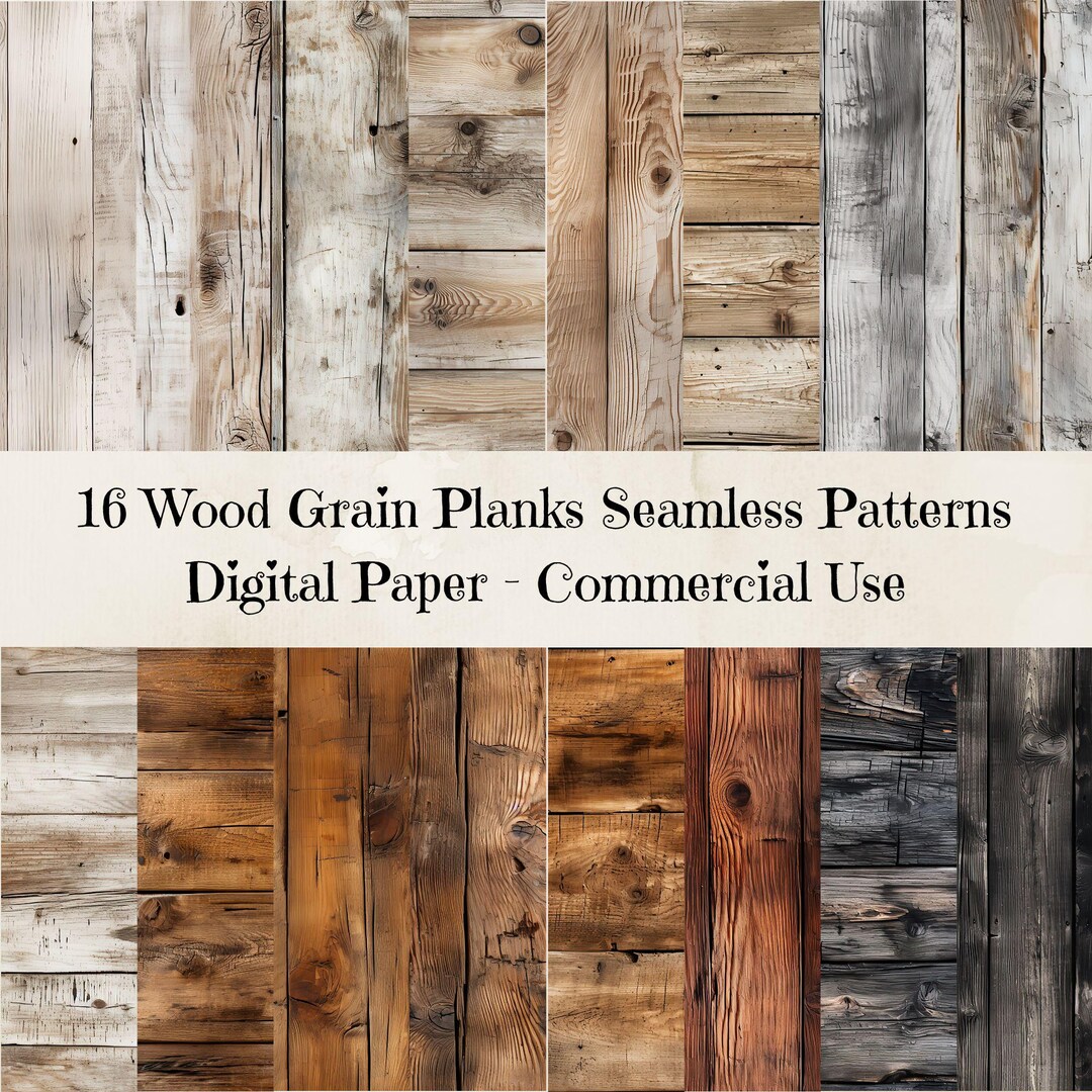 Wood Grain Planks Digital Paper, Wooden Background, Rustic Wood Digital ...