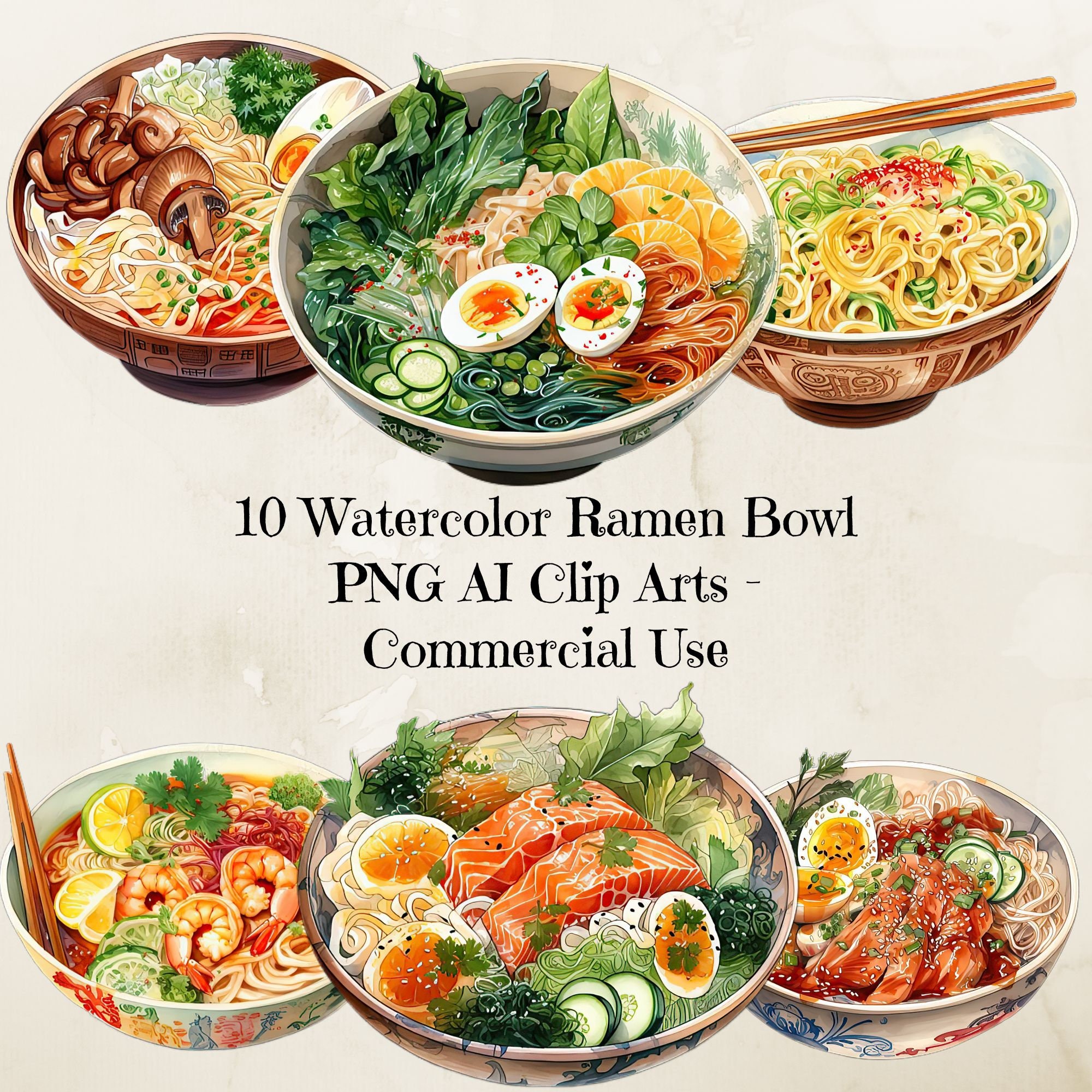 Ramen Bowl Clipart, Watercolor Ramen Bowl Png, Asian Food Clipart ...