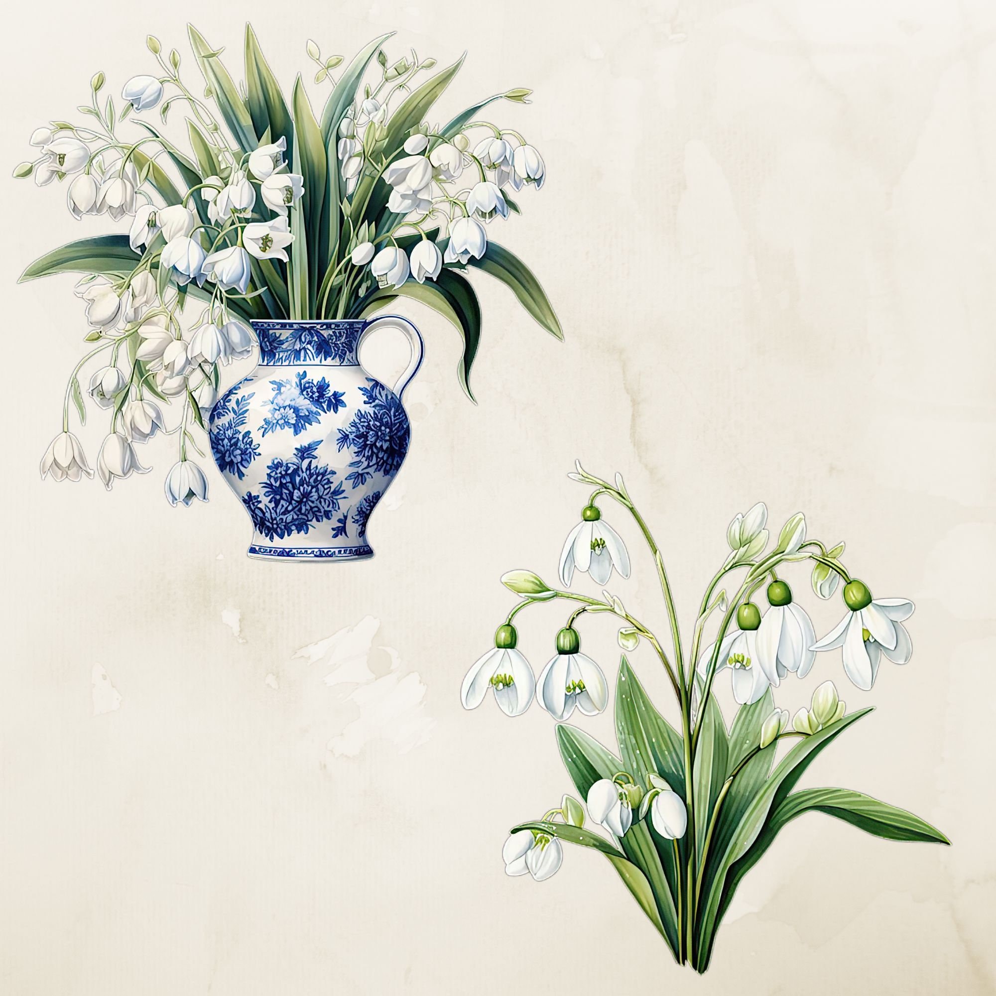 Snowdrop Flower Clipart, Watercolor Snowdrop Clipart, Snowdrop Flowers ...