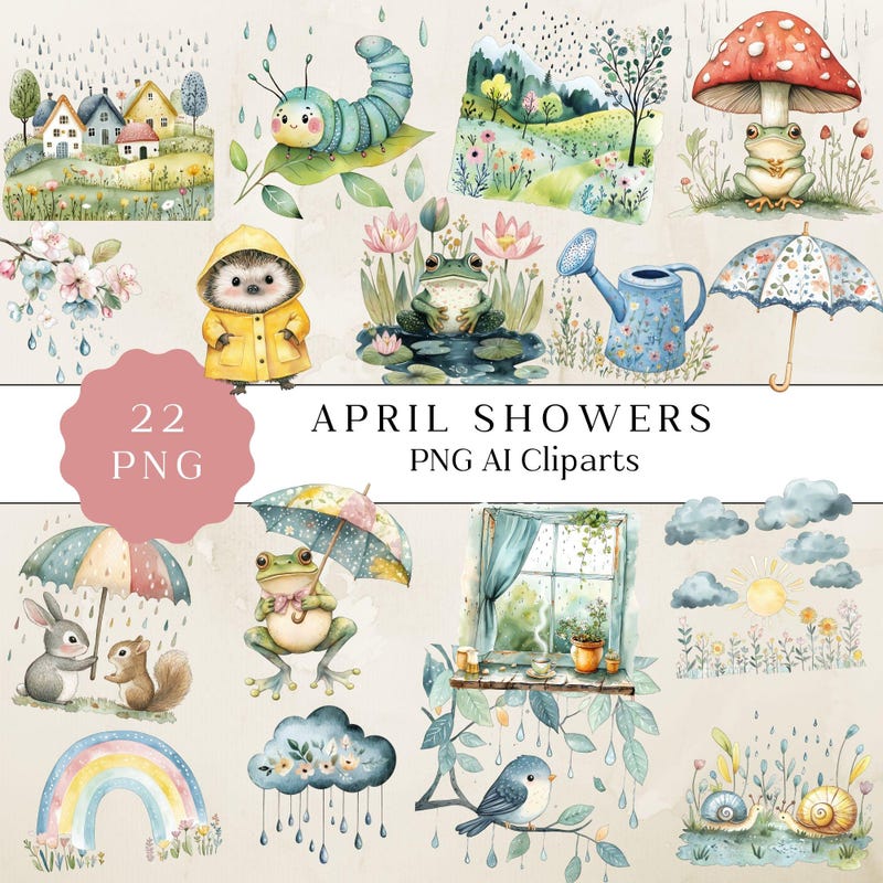 April Shower Clipart - Etsy