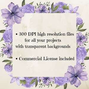 Purple Floral Clipart, Floral Watercolor Clipart, Violet Floral, Floral ...