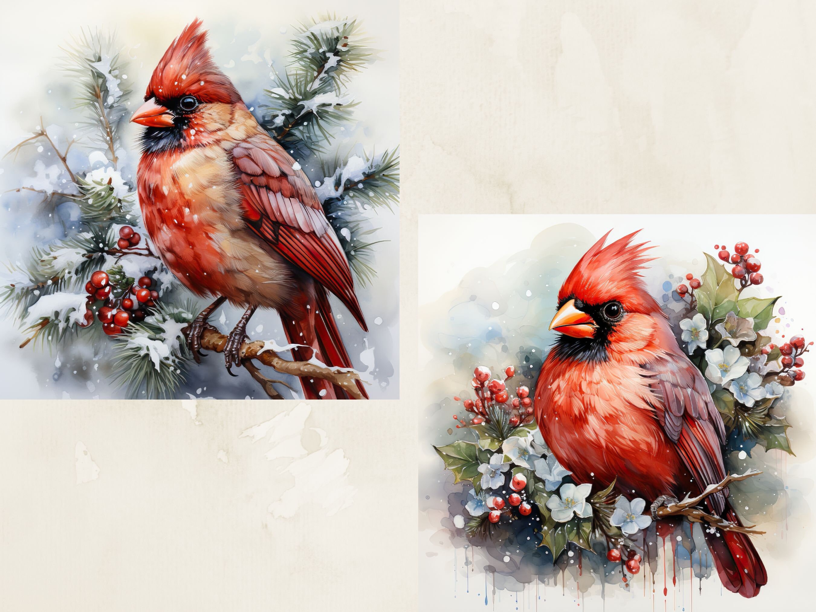 Watercolor Red Cardinal Png Clipart, Christmas Red Cardinal Watercolor ...