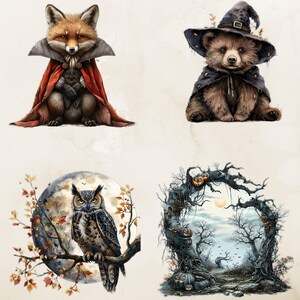 Woodland Halloween Clipart, Autumn Animals, Cute Woodland Halloween ...