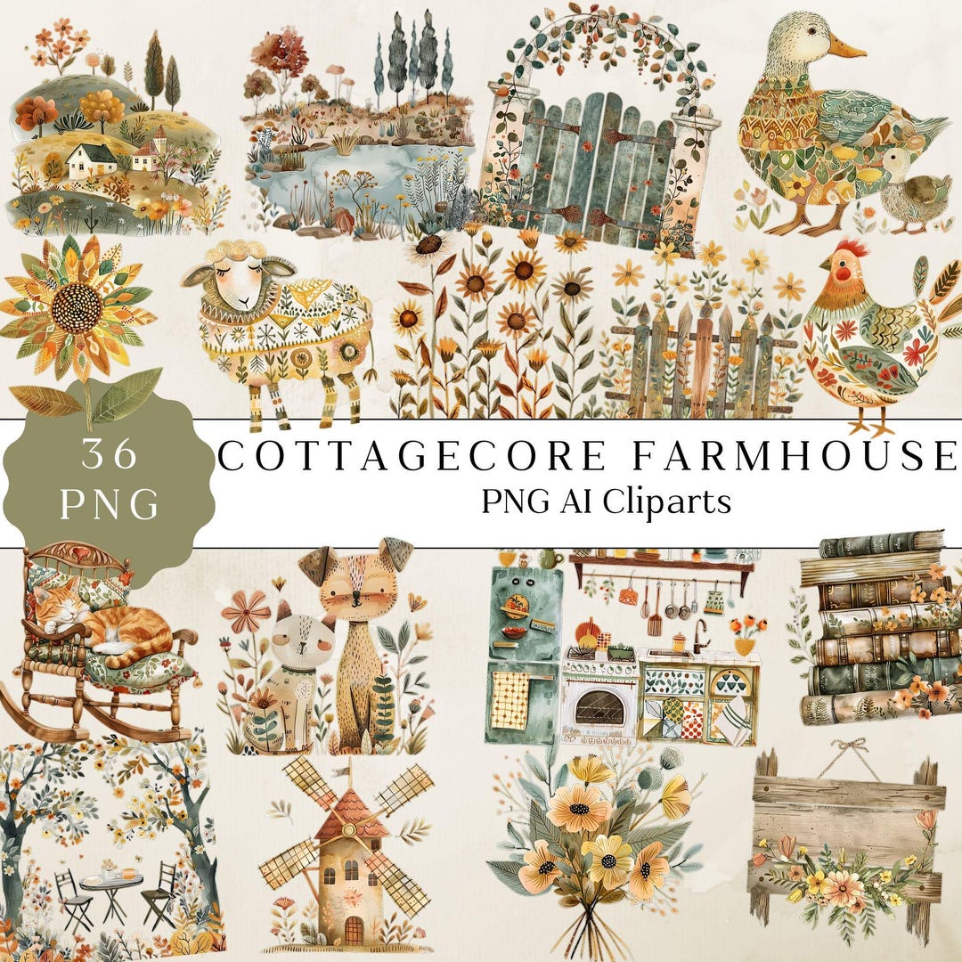 Watercolor Cottagecore Farmhouse Png Clipart, Rustic Farmhouse Clipart ...
