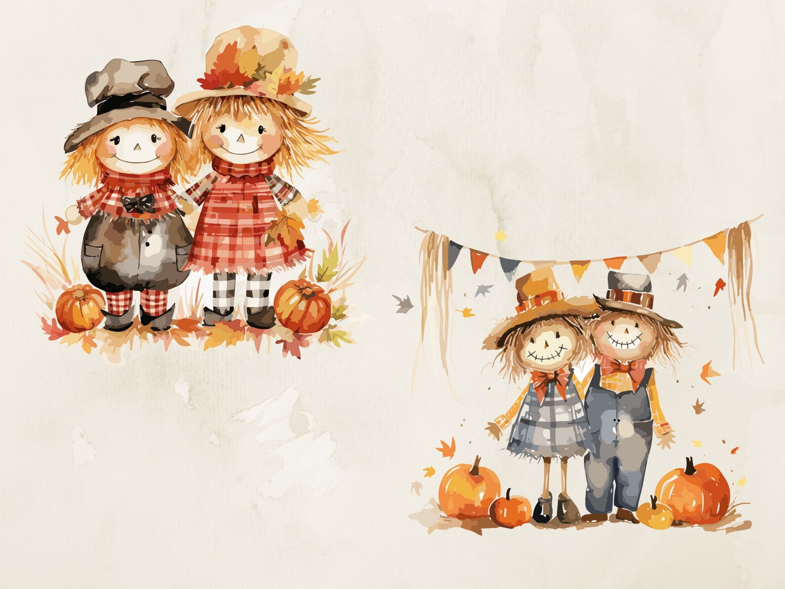 Watercolor Scarecrow Clipart Bundle Scarecrow Clipart Autumn - Etsy