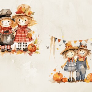 Watercolor Scarecrow Clipart Bundle Scarecrow Clipart Autumn - Etsy