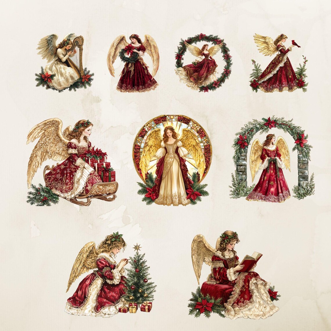 Digital Christmas Angel Clipart, Cute Holiday Png, Printable PNG ...