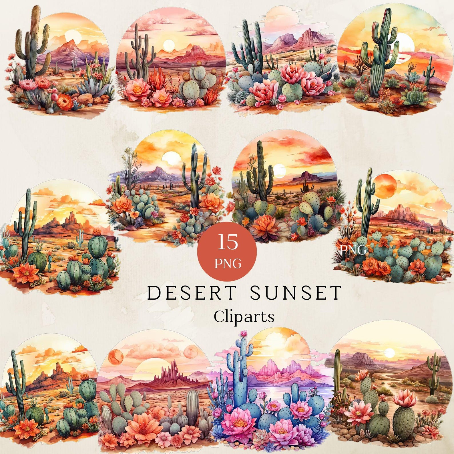 Desert Cactus Clipart, Desert Sunset Png, Western Png, Western ...