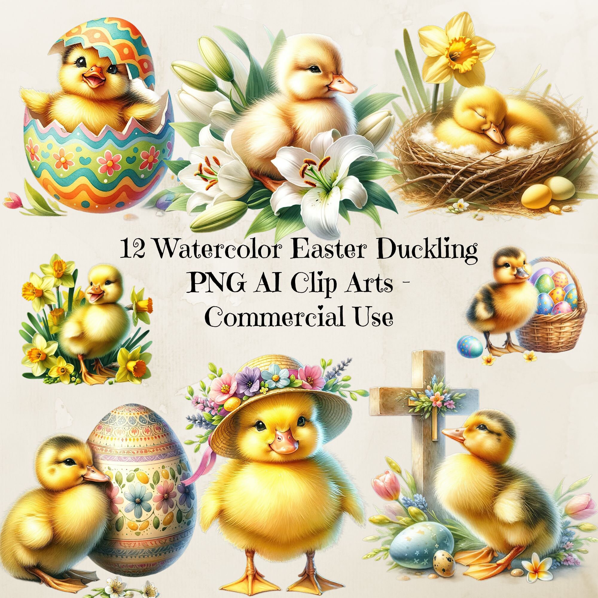 Easter Duckling Clipart, Duckling Clip Art, Duckling Png, Watercolor ...