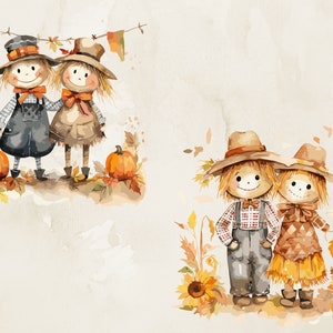 Watercolor Scarecrow Clipart Bundle Scarecrow Clipart Autumn - Etsy