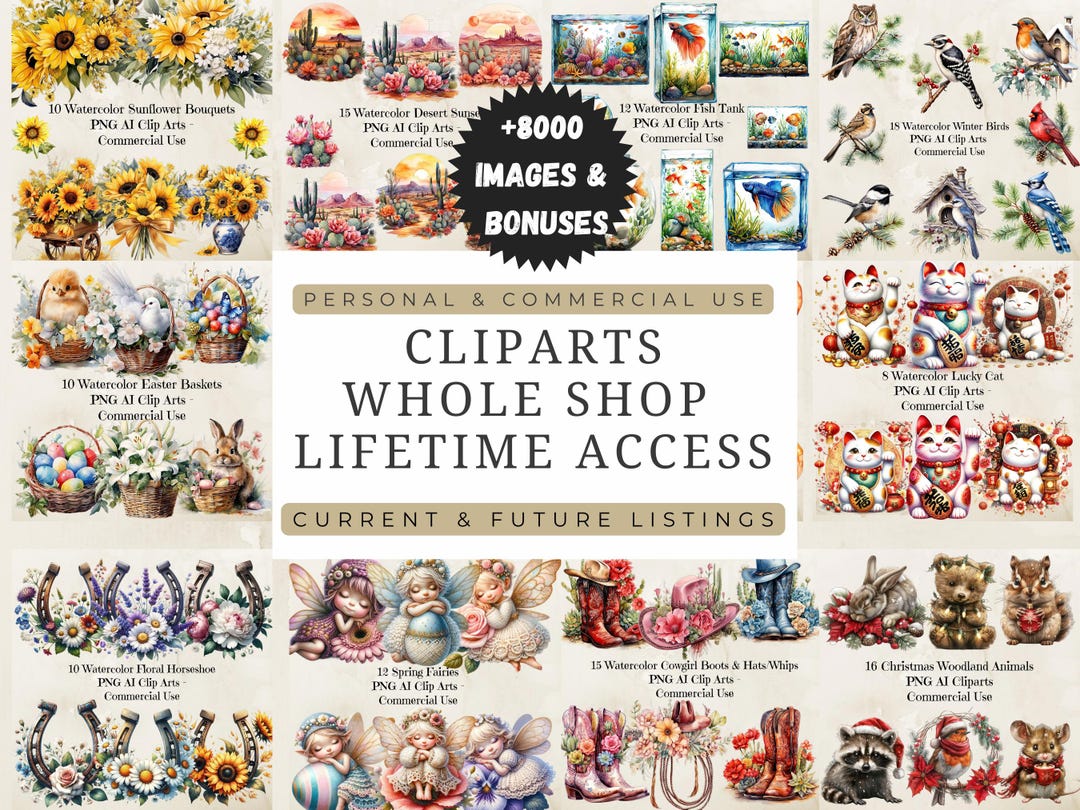 Whole Shop Bundle Clipart, Unlimited Lifetime Access, Mega Clipart ...