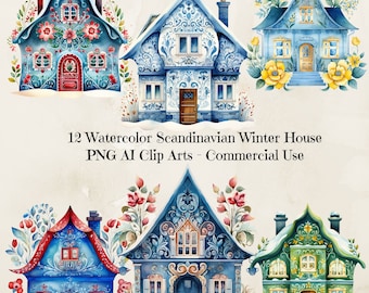 Winter Village Png, Scandinavian Christmas Png, Nordic Houses Clipart ...