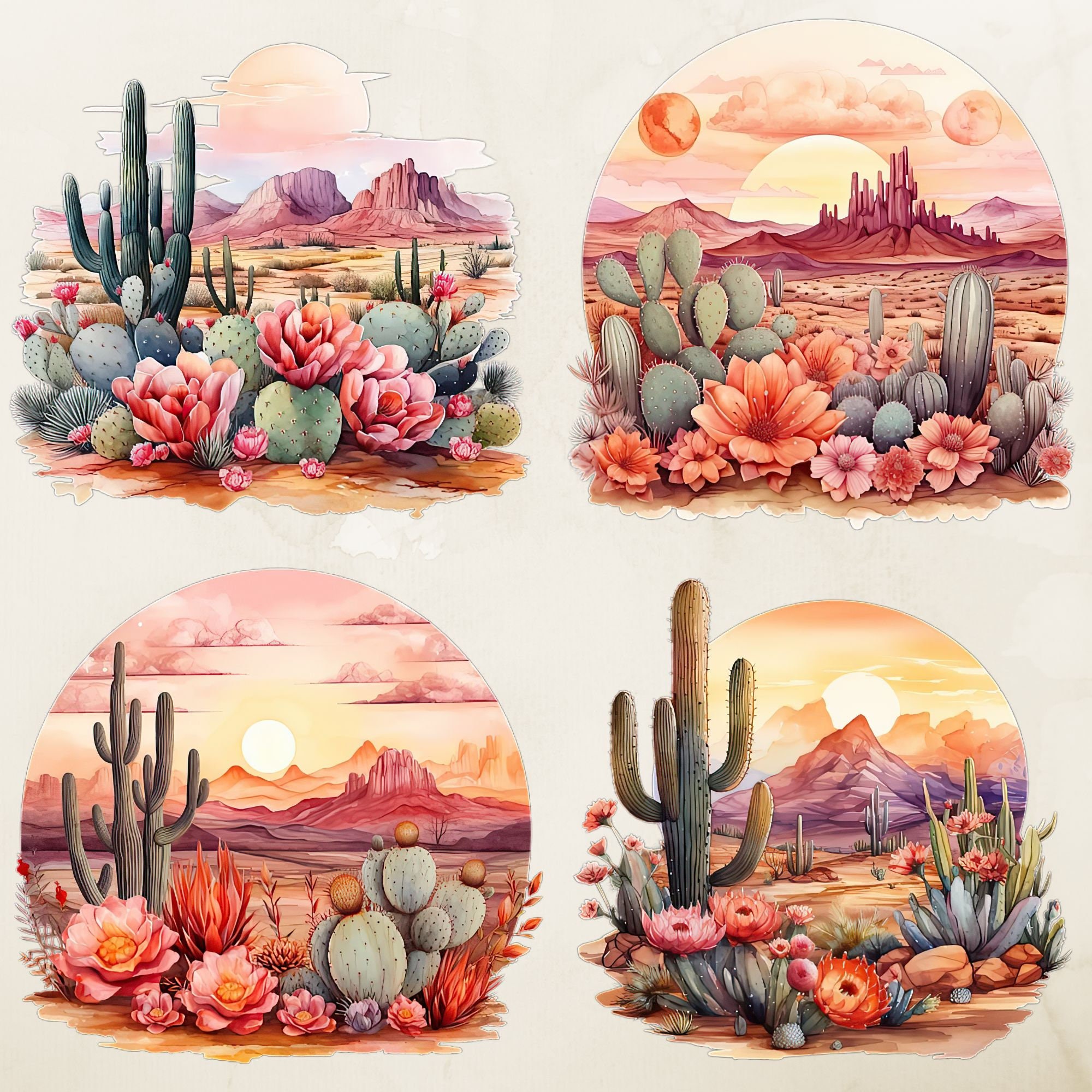 Desert Cactus Clipart, Desert Sunset Png, Western Png, Western ...